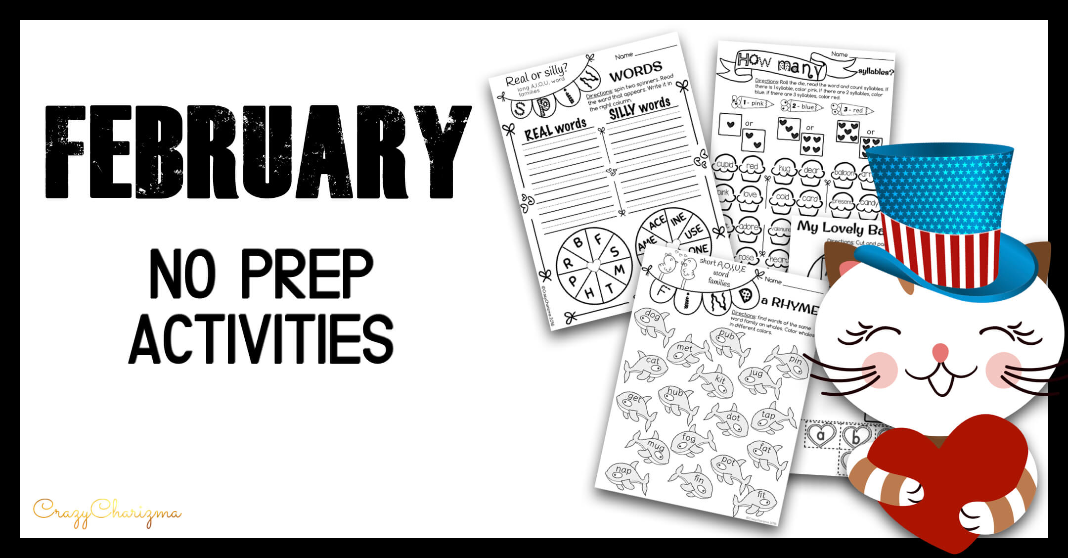 February Worksheets Noprep | Literacy Centers