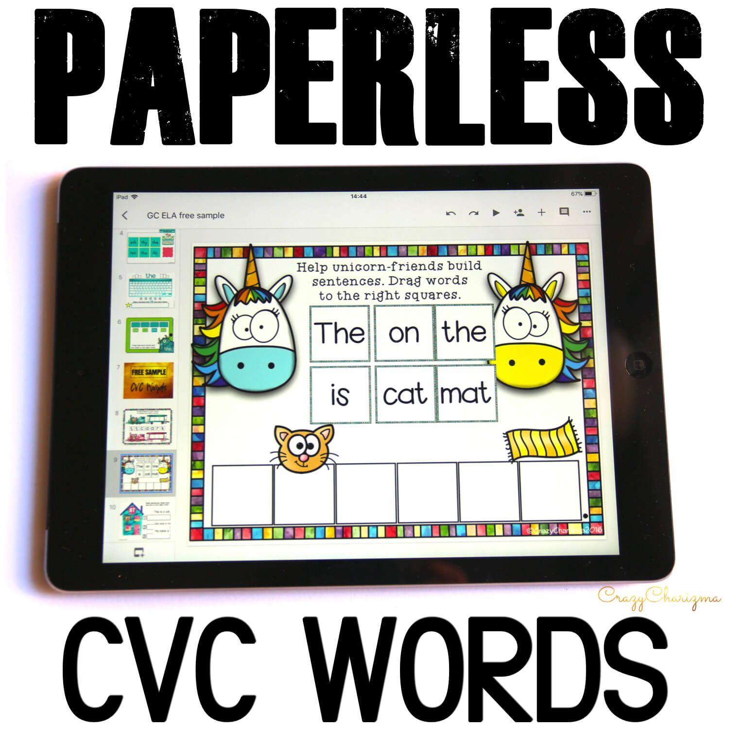 Google Classroom Activities For Kindergarten CVC Sentence Fluency