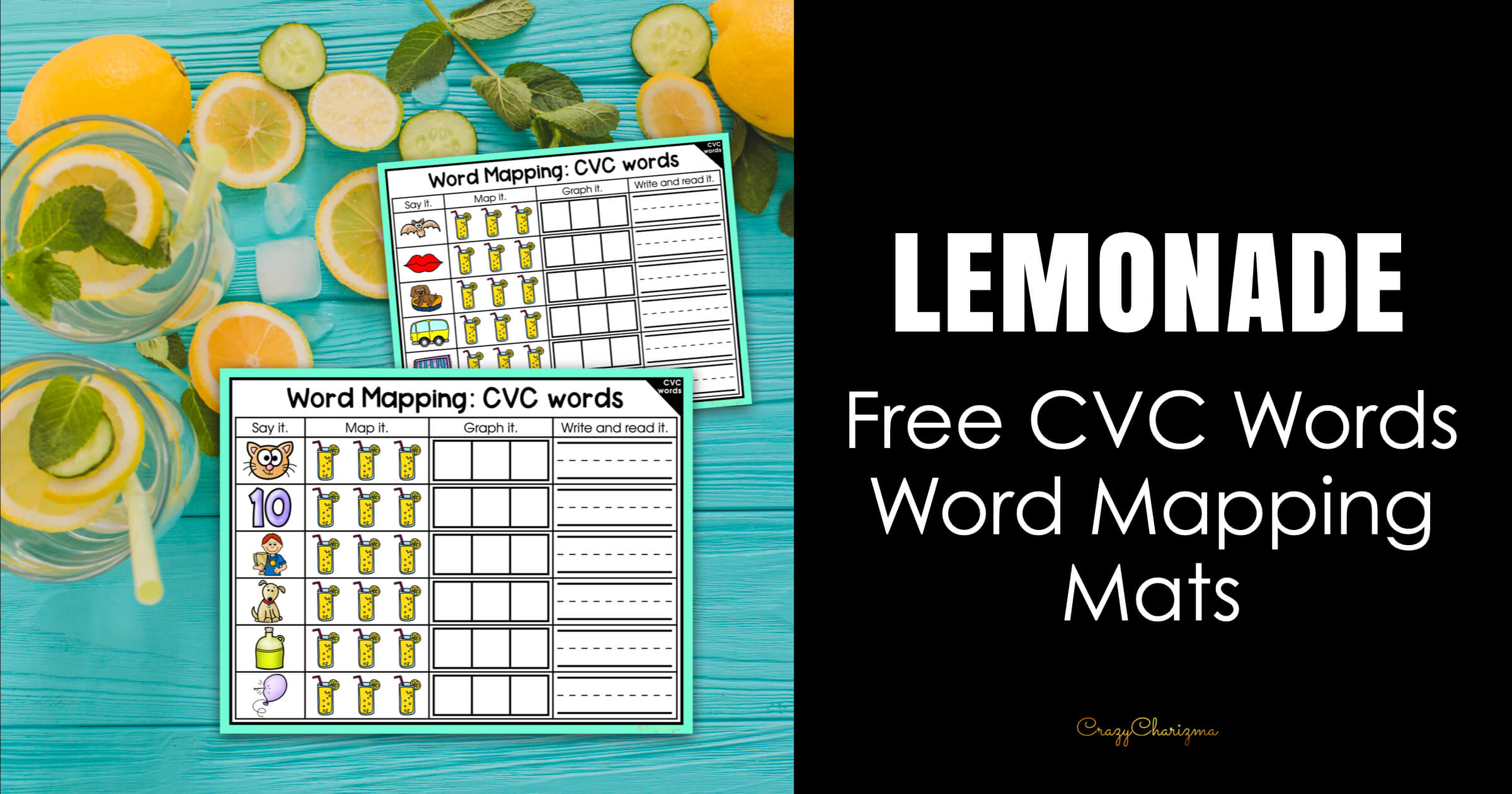 Free Lemonade Printables for CVC Word Mapping Fun!